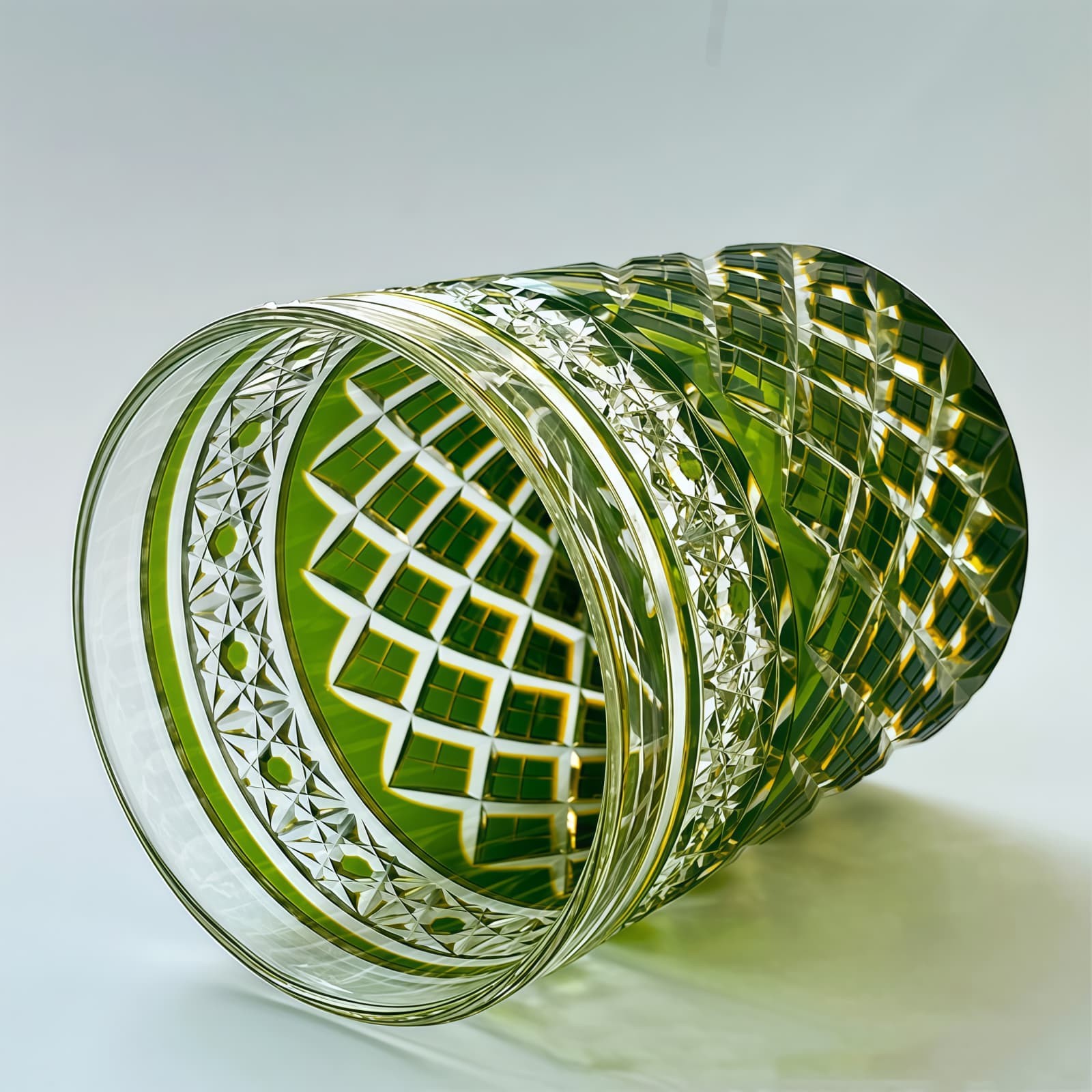 Edo Kiriko Handcrafted Dual-Tone Crystal Glass | Geometric Faceted Cut