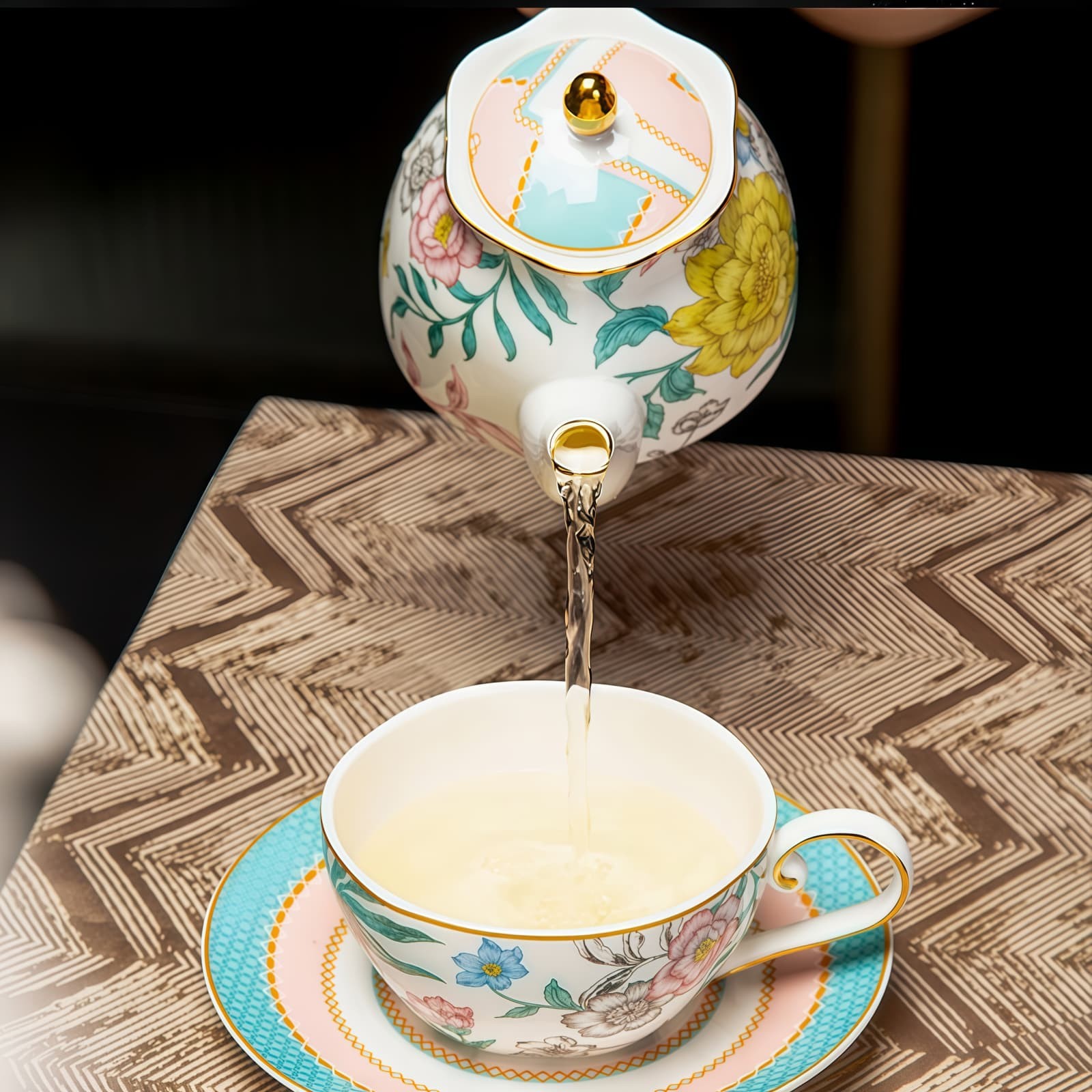 Milan Garden Chrysanthemum Bone China Tea For One Set
