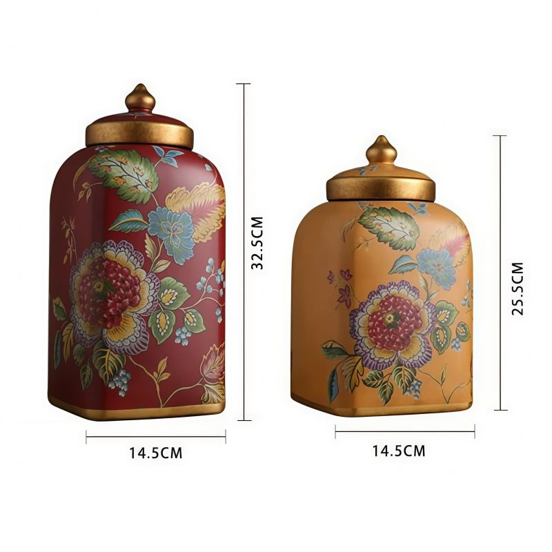 Luxury European Floral Ceramic Tea Caddy | Airtight Tin