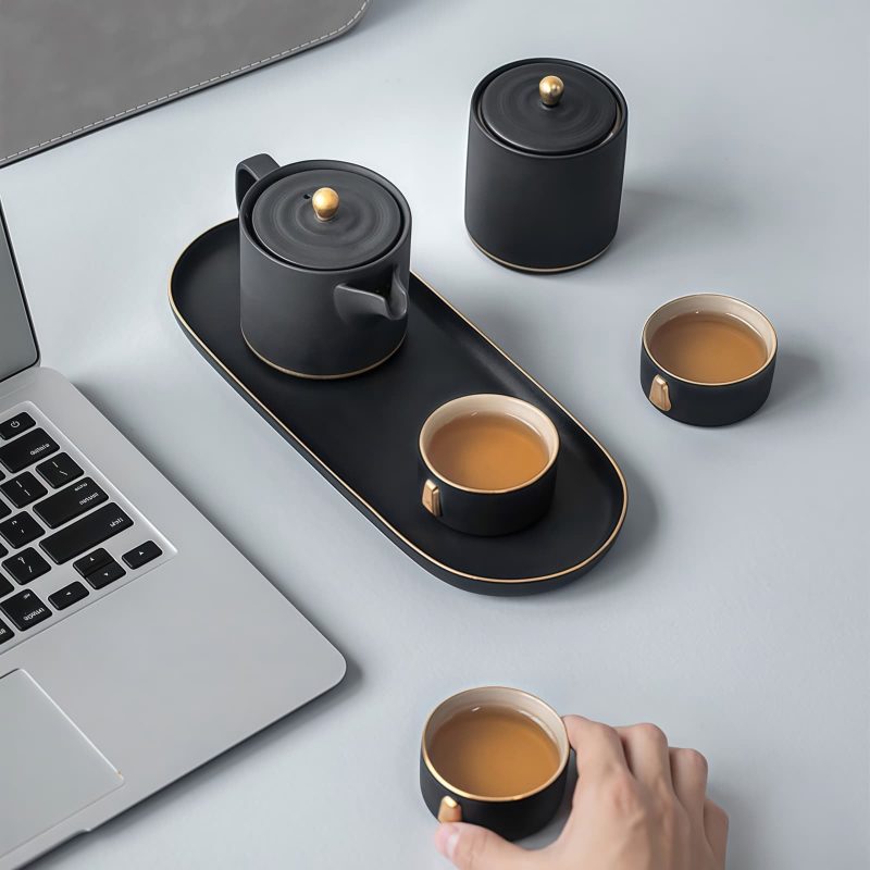 Portable Chinese Ceramic Gongfu Travel Tea Set - Luxury On-the-Go