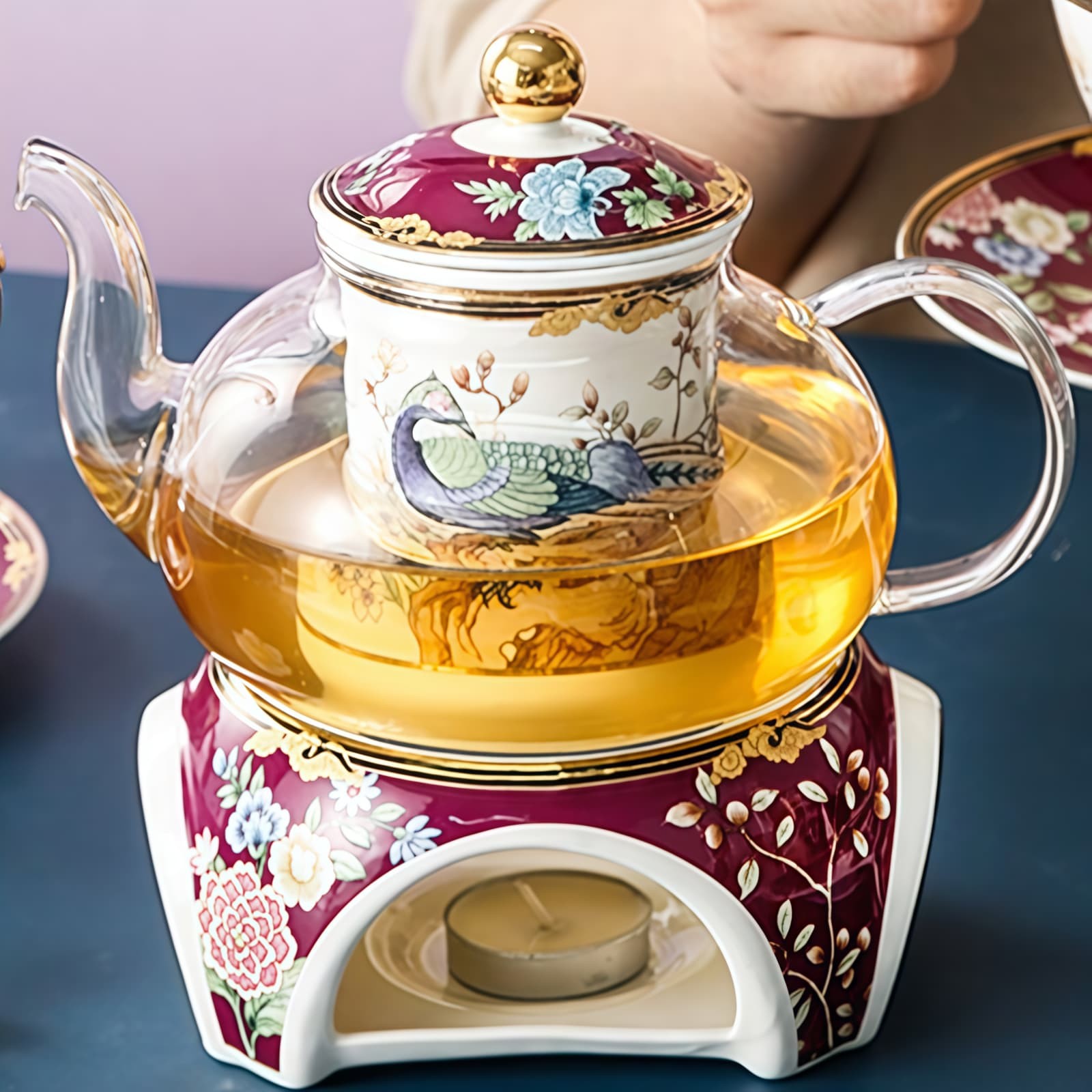 Phoenix Pattern Bone China English Tea Set With Warmer | Premium Teaware