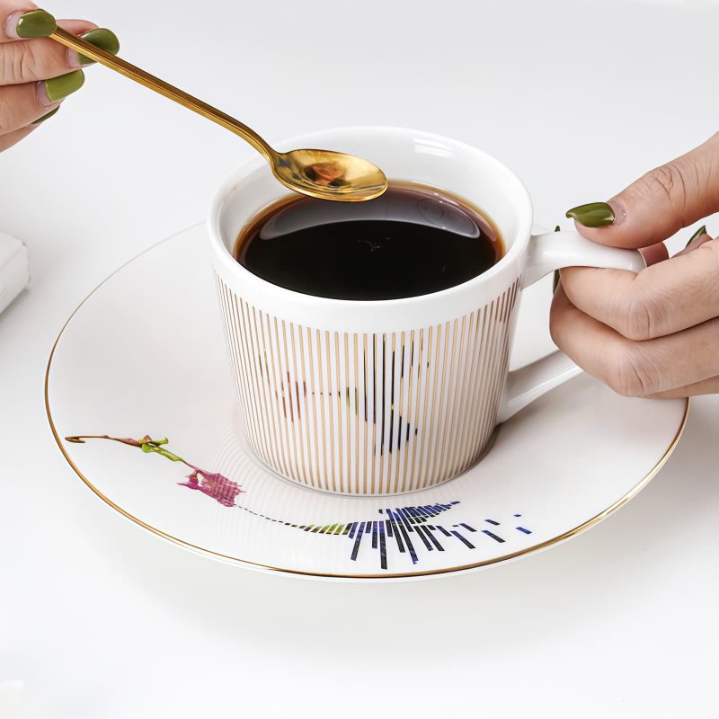 Reflective Projection Porcelain Tea Cup & Saucer Set - Mesmerizing Designs
