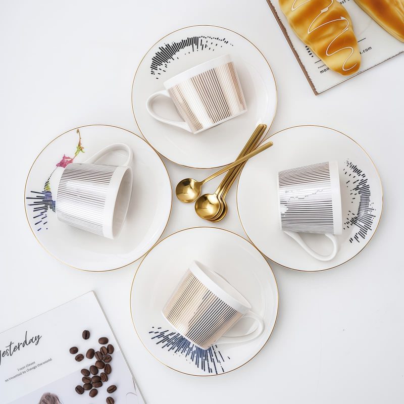 Reflective Projection Porcelain Tea Cup & Saucer Set - Mesmerizing Designs